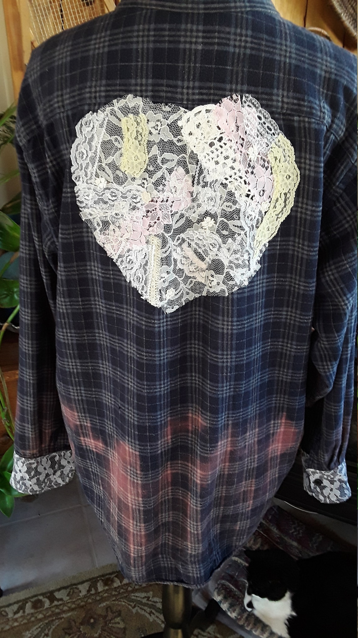 Bleached Flannel Shirt Flannel and Lace Romantic Flannel - Etsy