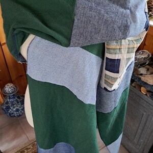Oversized Denim Patchwork Scarf, Unisex Flannel and Denim Scarf - Etsy