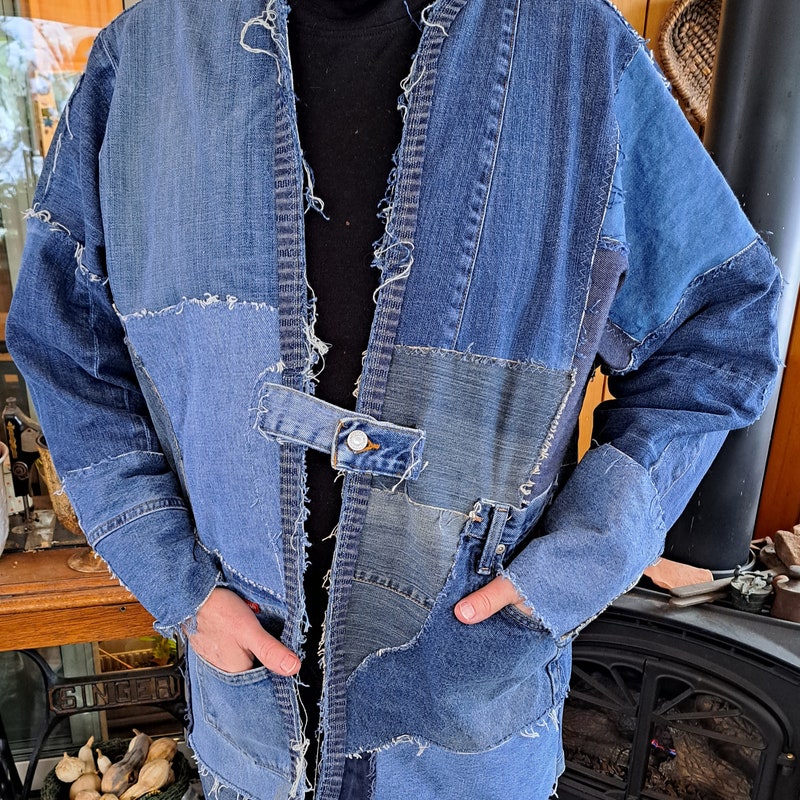 Patch Work Denim Jacket - Etsy