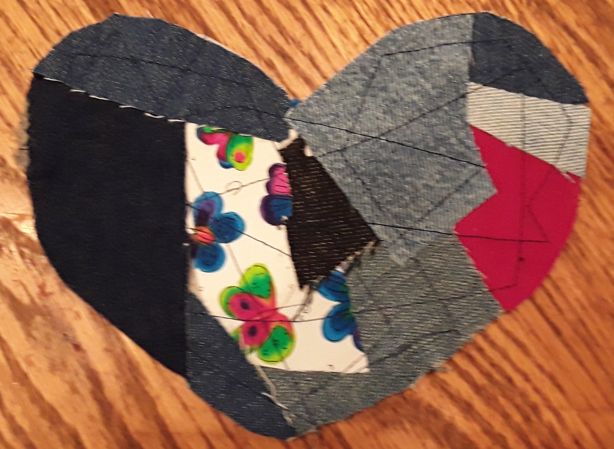 Heart Applique, Tattered Heart, Patchwork Heart, Iron on Heart ...