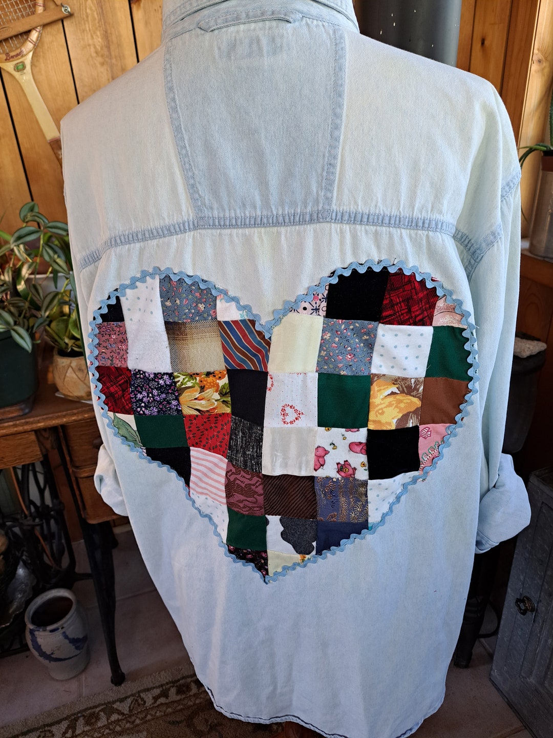 Patchwork Denim Shirt, Vintage Patchwork Quilt, Recycled Denim - Etsy