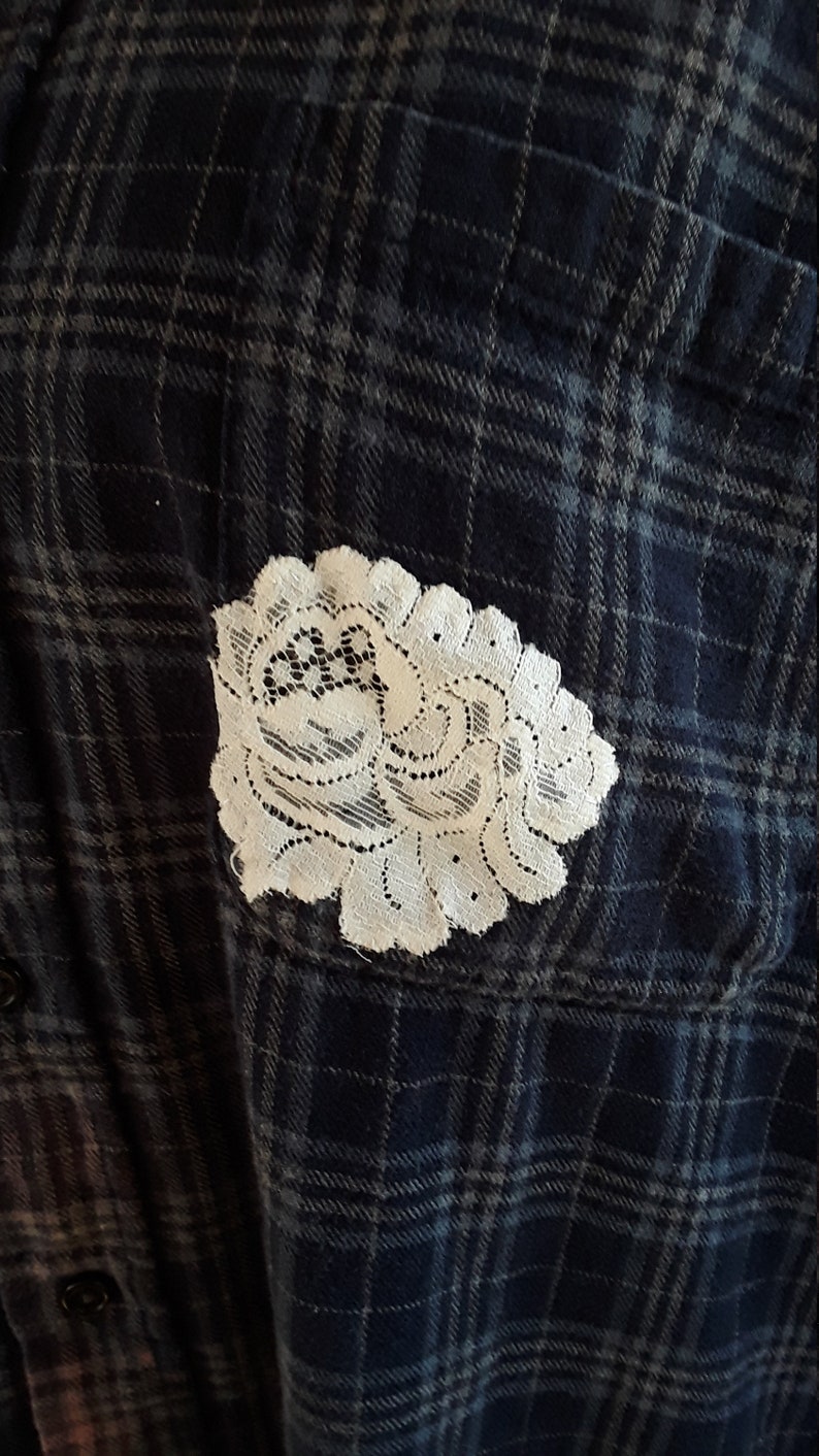 Bleached Flannel Shirt Flannel and Lace Romantic Flannel - Etsy