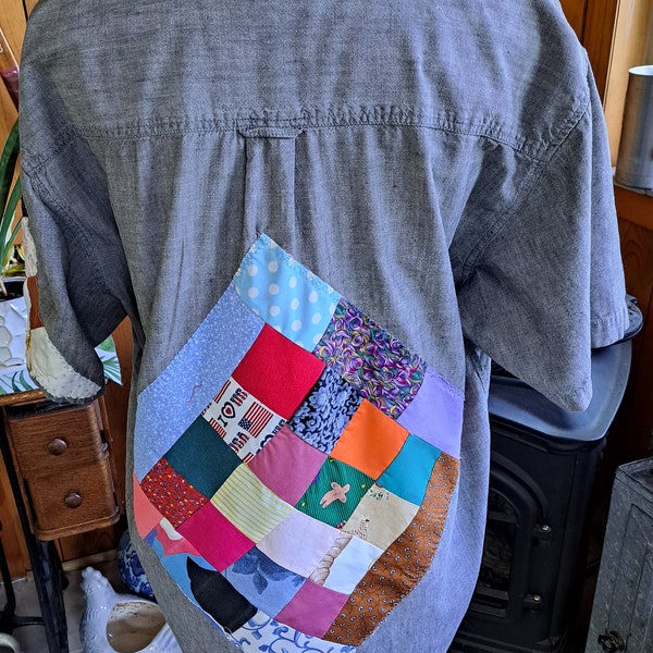 Denim Patchwork Shirt - Etsy