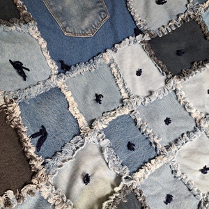 Denim Patchwork Rag Quilt, Upcycled Jeans Lap Quilt - Etsy