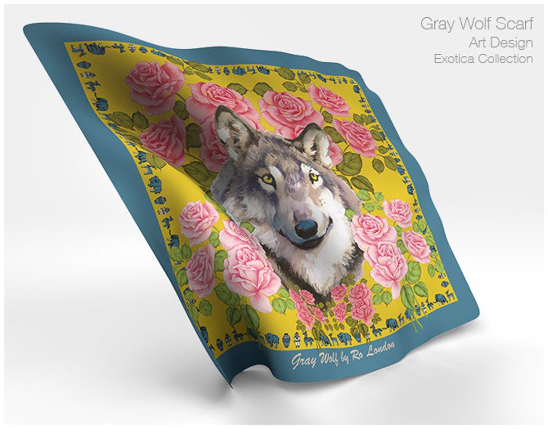 Gray Wolf by Ro London Silk Satin Scarf - Etsy