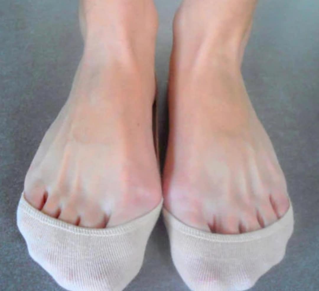 Beige Cotton Blend Heel Socks: Low Cut Peep Toe Footlets - Etsy