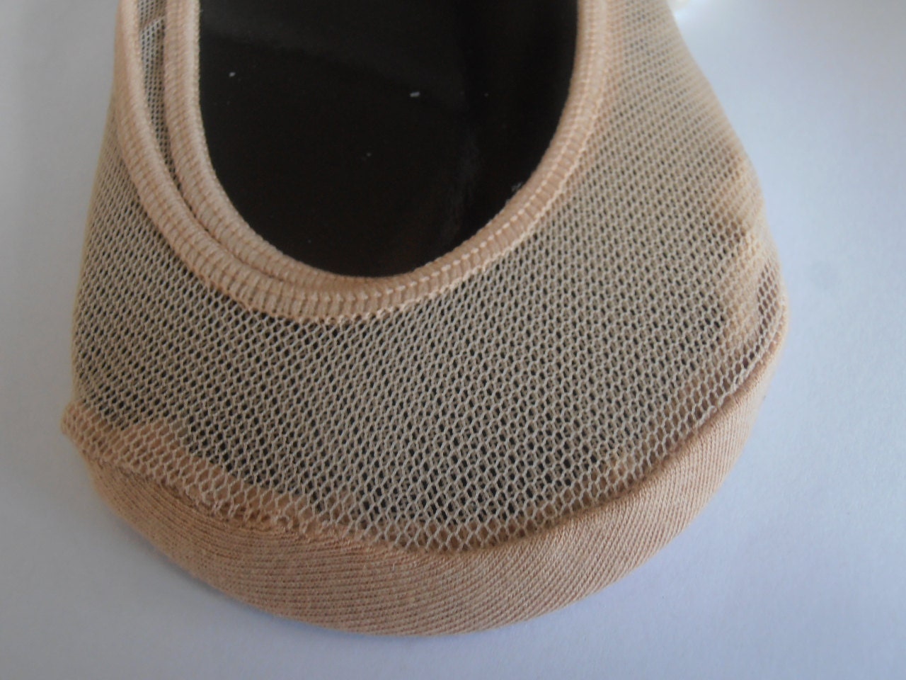 Pale Beige Net See Through Cotton Socks-heels Socks-peep Low Cut Socks ...