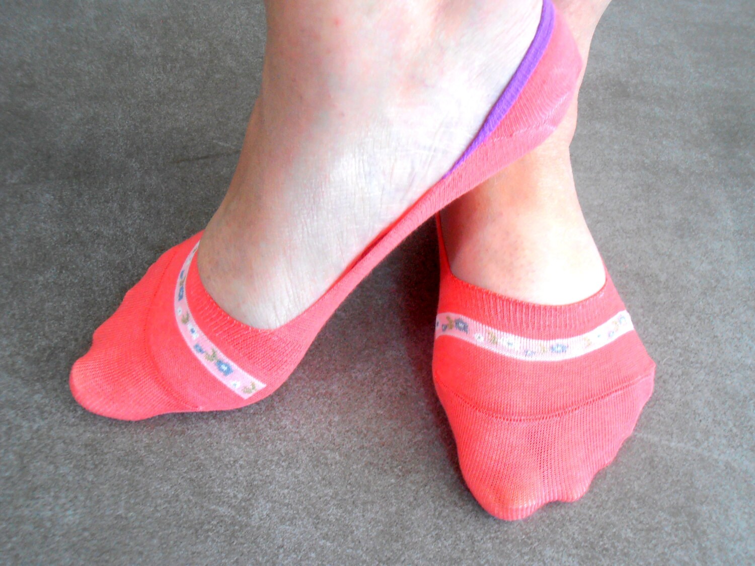 Watermelon Red, Heel Socks, Footlets, Knit Cotton Invisible Socks ...