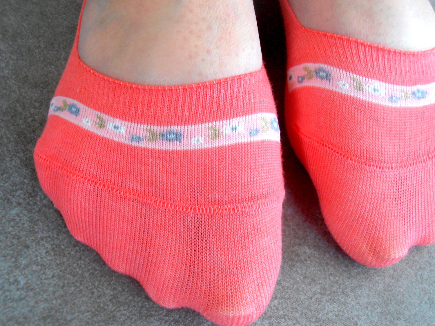 Watermelon Red, Heel Socks, Footlets, Knit Cotton Invisible Socks ...