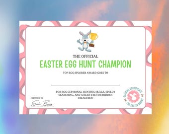 Printable Easter Egg Hunt Award Certificate, Egg-cellent Participant ...