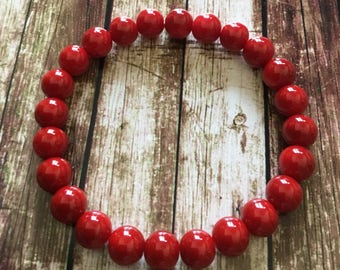 Red stone bracelet | Etsy