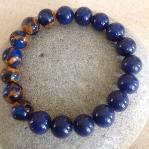 Deep Peace. Serenity. Lapis/blue Gold Jade Beaded Bracelet. Gemstone ...