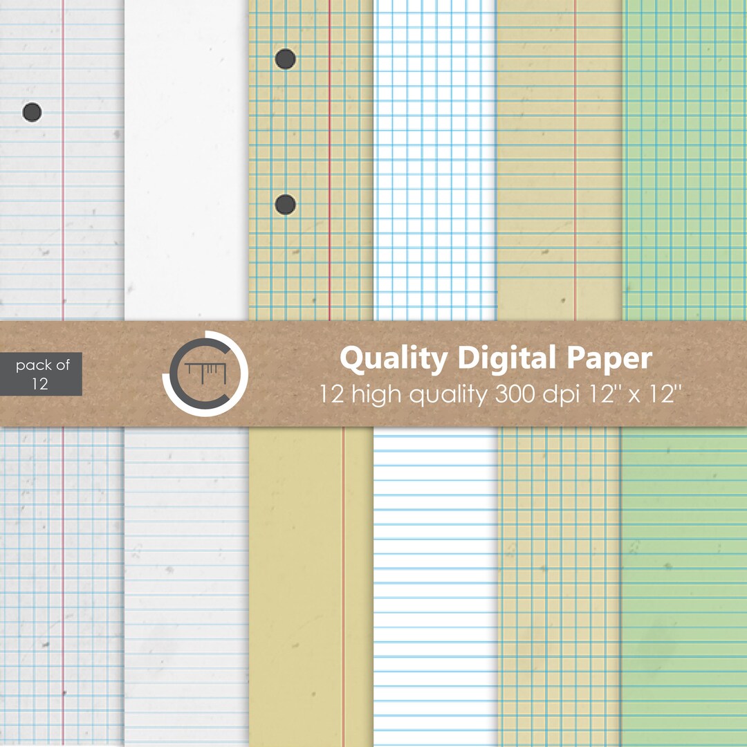 Notebook Paper Digital Papers Back to School Digital Paper - Etsy