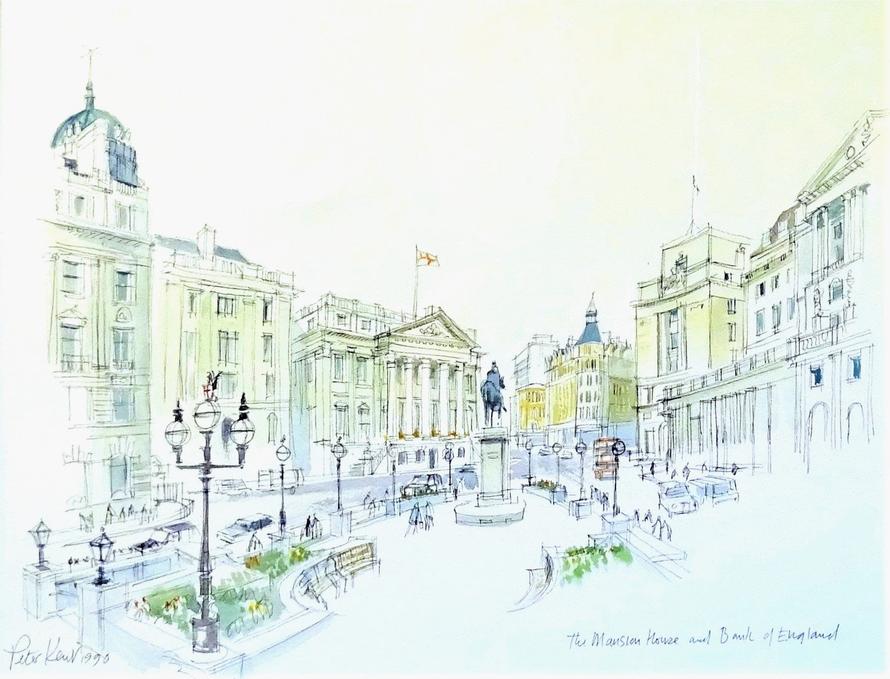 Original Watercolour Painting Peter Kent Mansion House Bank of England ...