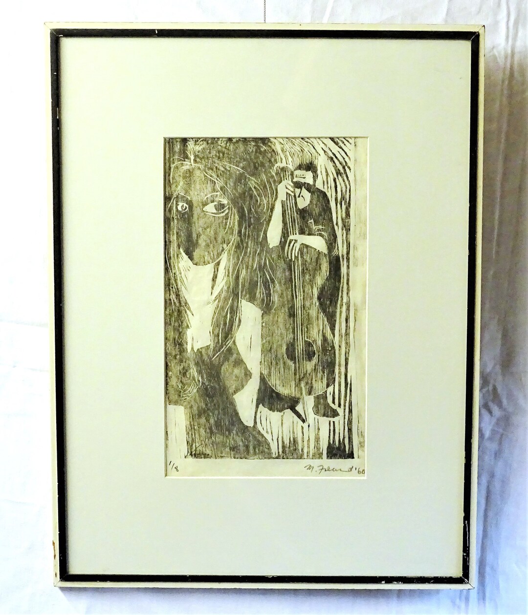 Harry Louis Freund Vintage Woodcut Limited Edition Mid Century Art Jazz ...