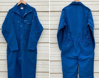 Blue Work Coveralls Outfit Long Sleeve Utility Garage Mechanic Farm ...