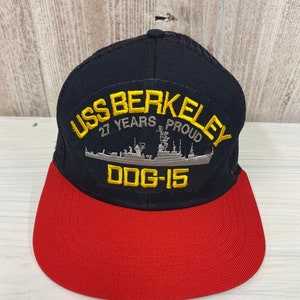 USS Berkeley DDG-15 Embroidered US Navy Blue Snapback Hat Made in U.S.A ...