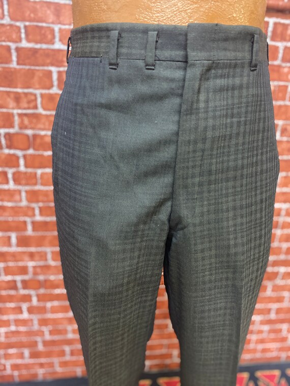 60s 70s men's permanent press slacks brown plaid size… - Gem