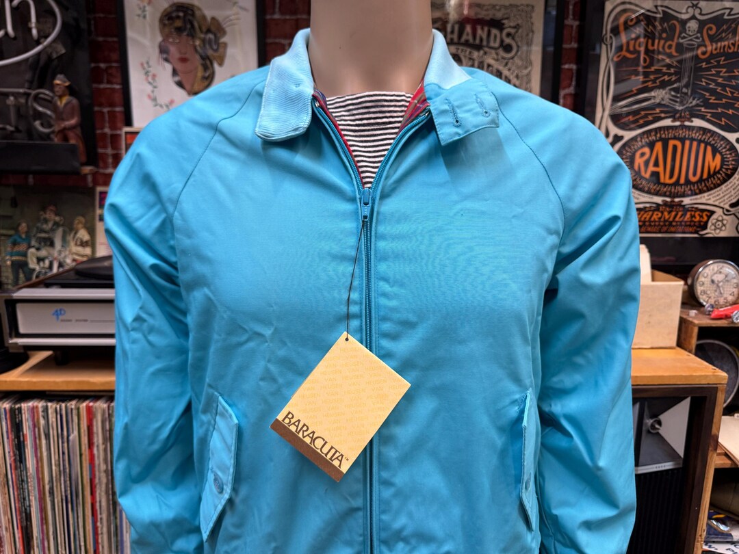 UNWORN Baracuta Blue Turquoise Harrington Jacket Size Small (tag Size L ...