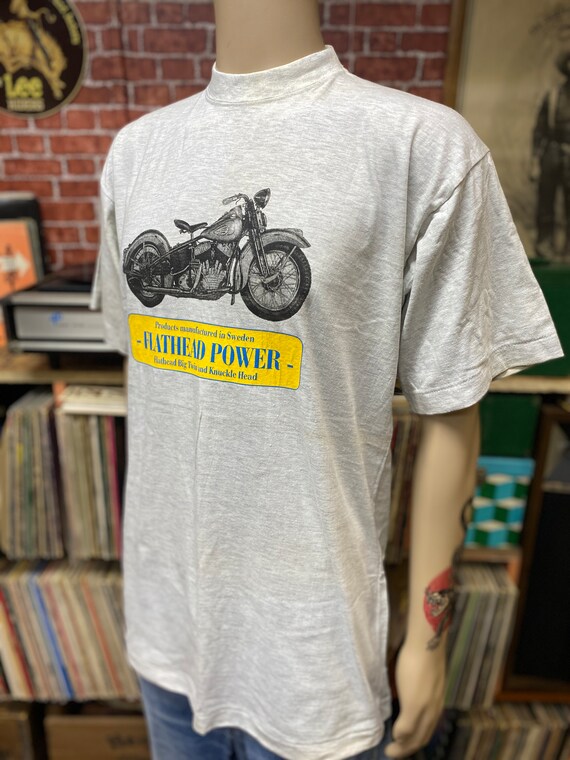 90's Flathead Power Harley Davidson Sweden Shop gray … - Gem