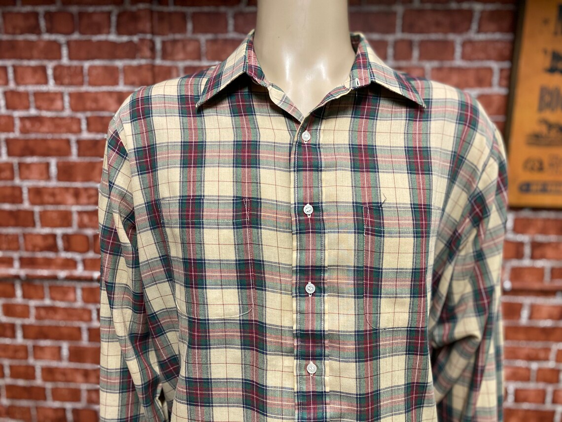 Towncraft Men's Brown Plaid Dress Button Down Shirt Short Sleeve Size ...