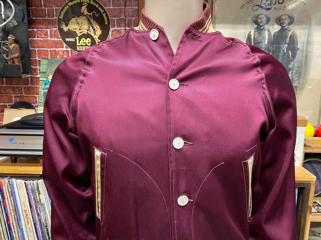 50's Burgundy Satin Varsity Jockey Style Jacket Size Small. - Etsy