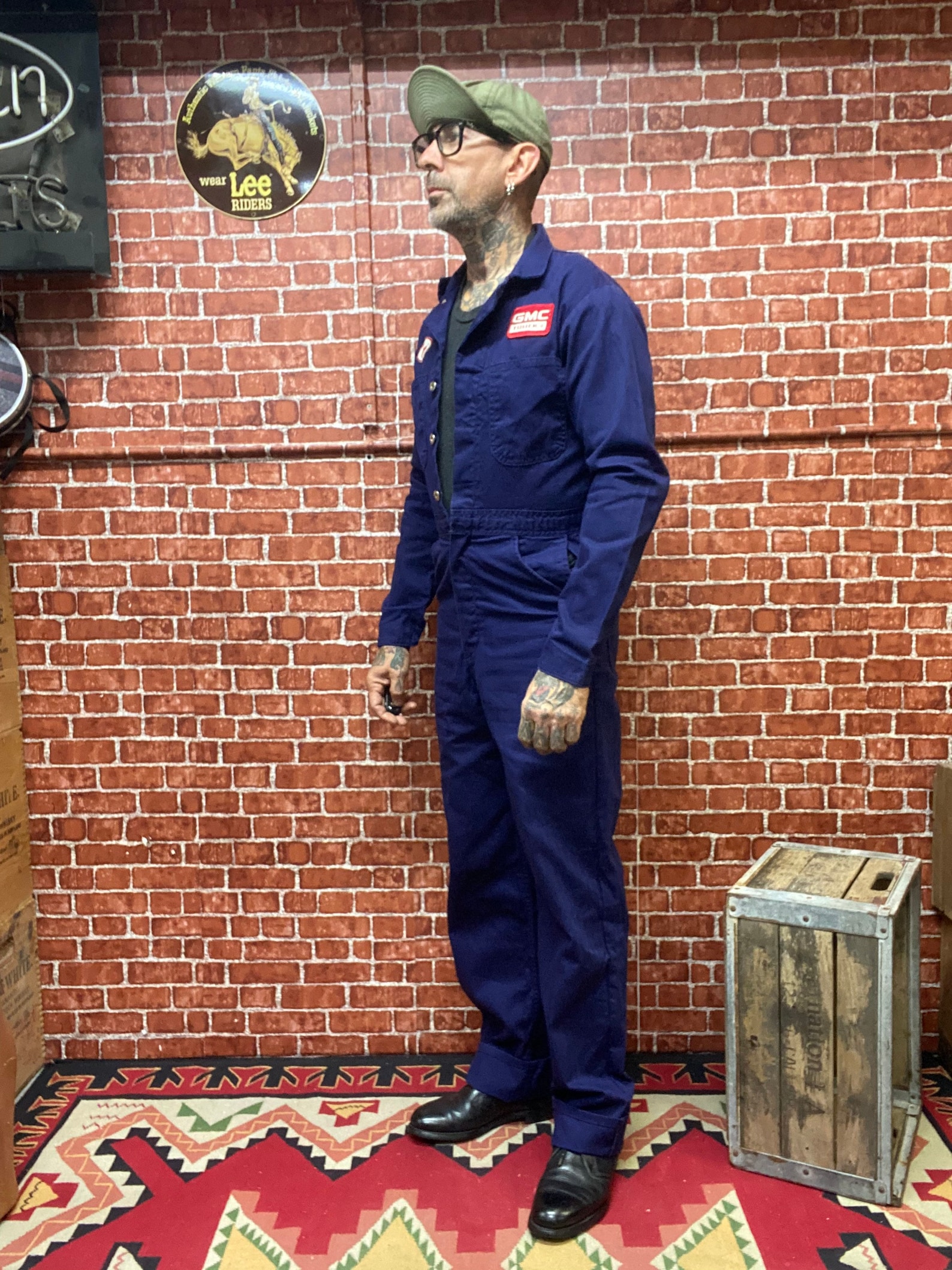 GMC Blue Work Coveralls Outfit Long Sleeve Utility Garage Mechanic Farm ...
