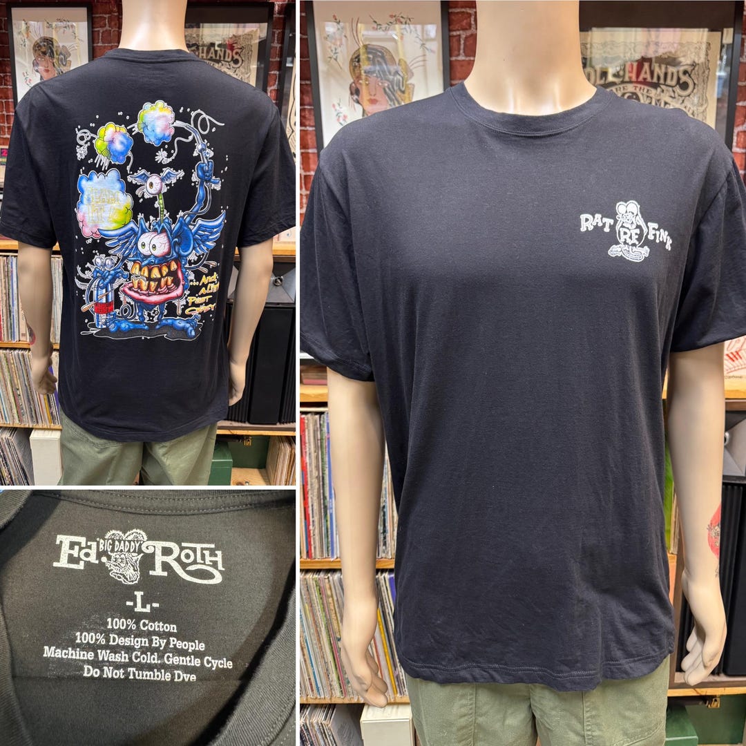 Rat Fink Slam It! Weirdo Ed Big Daddy Roth 100% Soft Cotton Black T ...