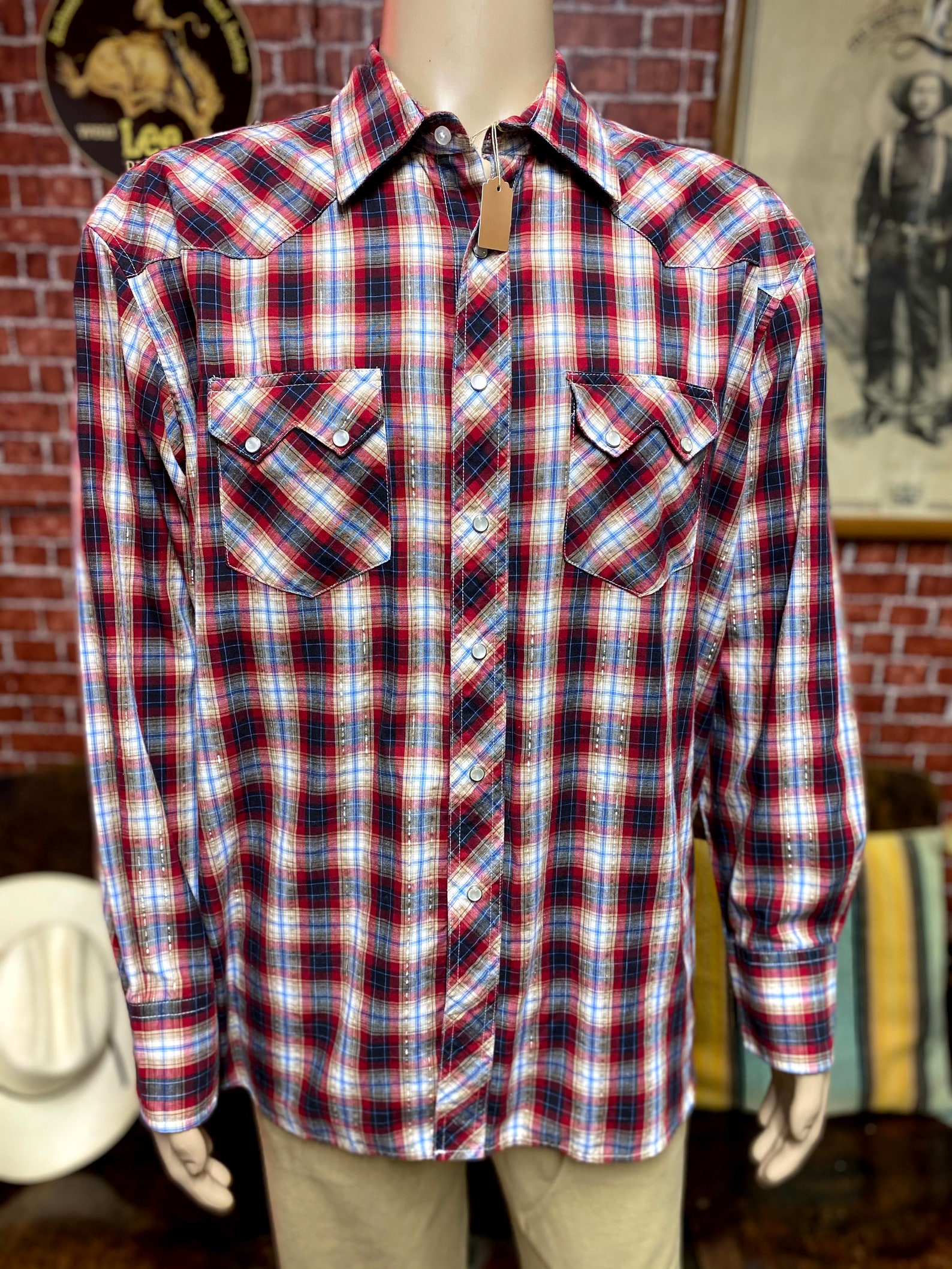 Rustler by Wrangler western cowboy rodeo fair ranch red plaid | Etsy