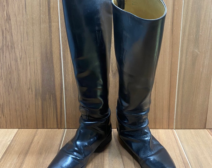 Vtg Motorcycle Riding Equestrian State Trooper Tall Black Leather Boots ...