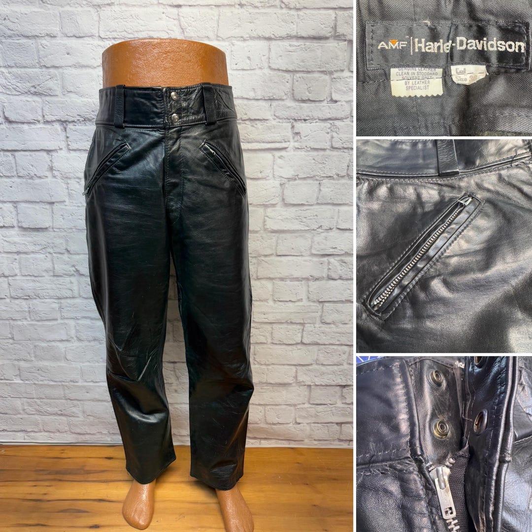 80's AMF Harley-davidson Motorcycle Racing Rider Black Leather Biker ...