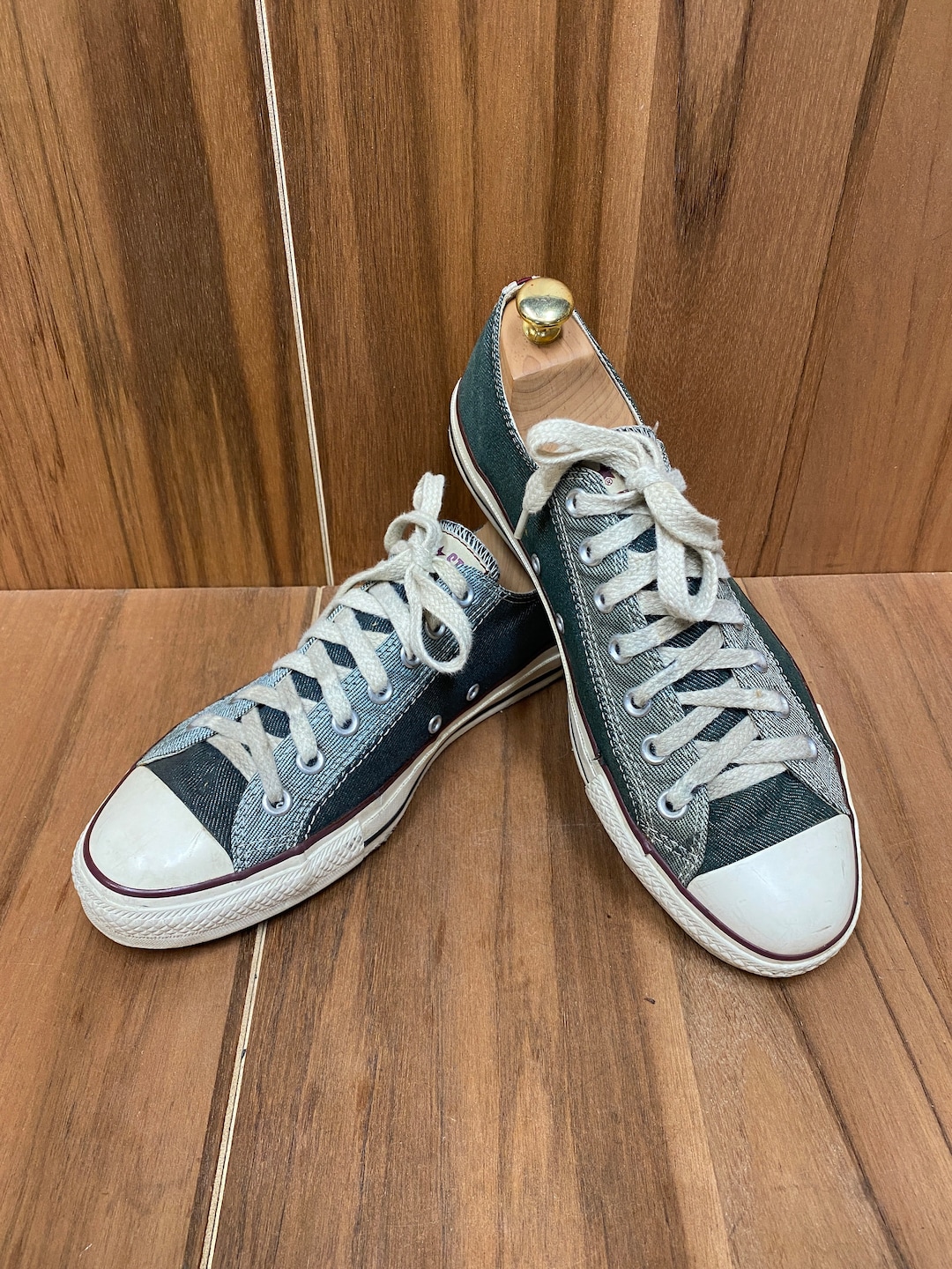 Converse All Star Green Denim Sneakers US Men's Size 9 Women's 12. - Etsy