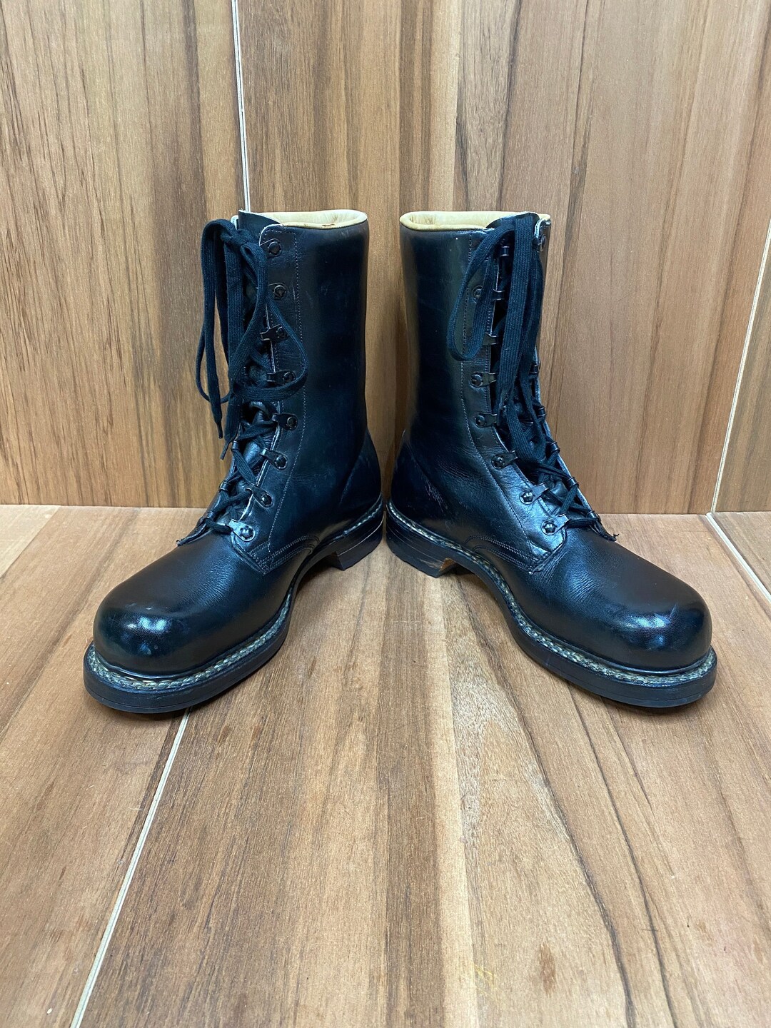Vtg Army Firefighter Work Steel Toe UNWORN Black Leather Boots Size 9 ...