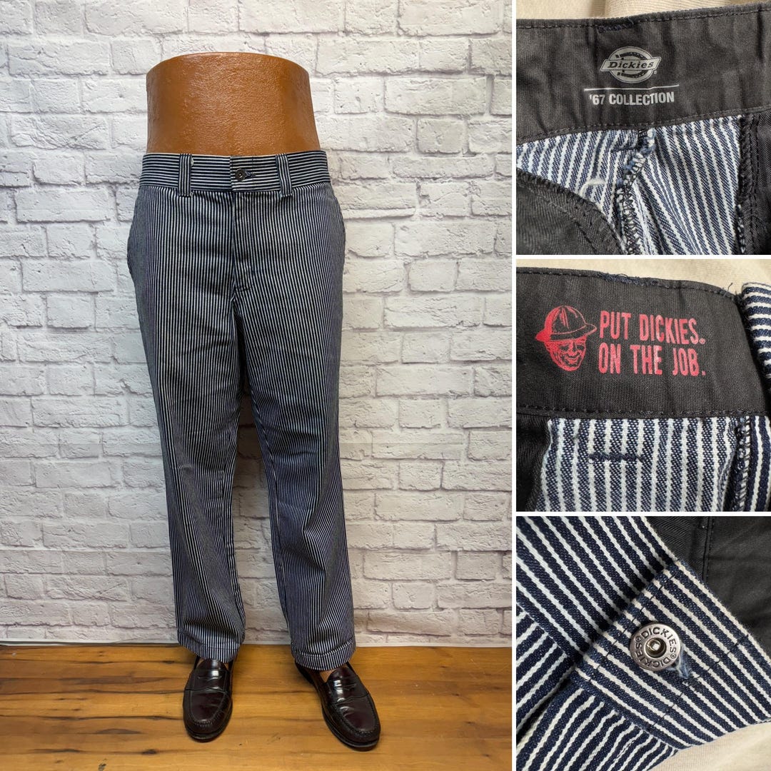 Dickies Hickory Railroad Stripes Denim Work Carpenter Pants Size 34x30 ...