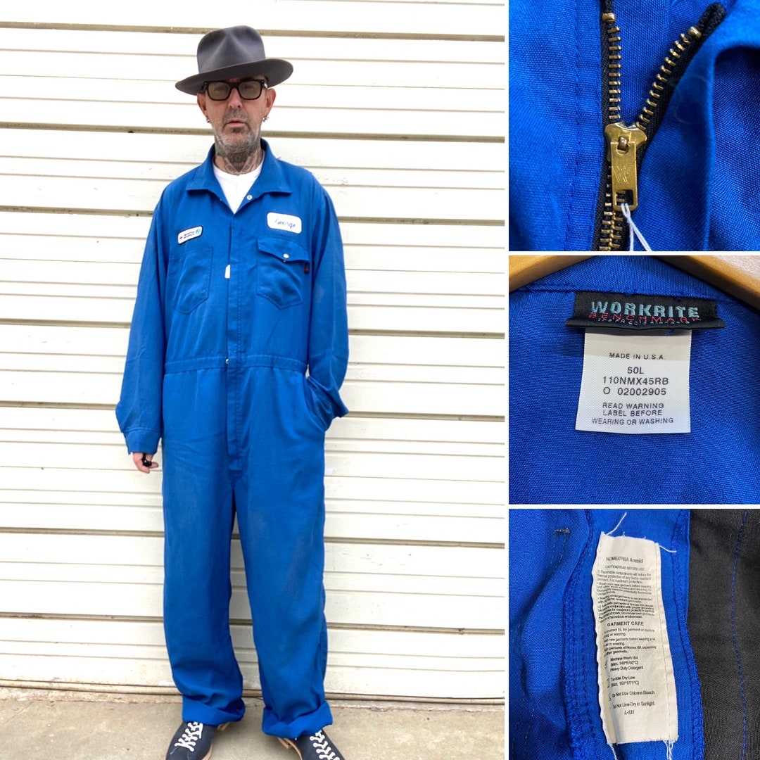 90's Workrite Blue Work Coveralls Outfit Long Sleeve Utility Garage ...