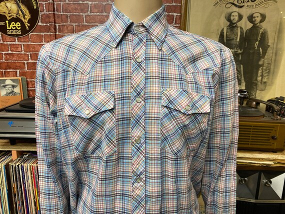 Western BJ-R plaid cowboy rodeo fair ranch shirt long… - Gem