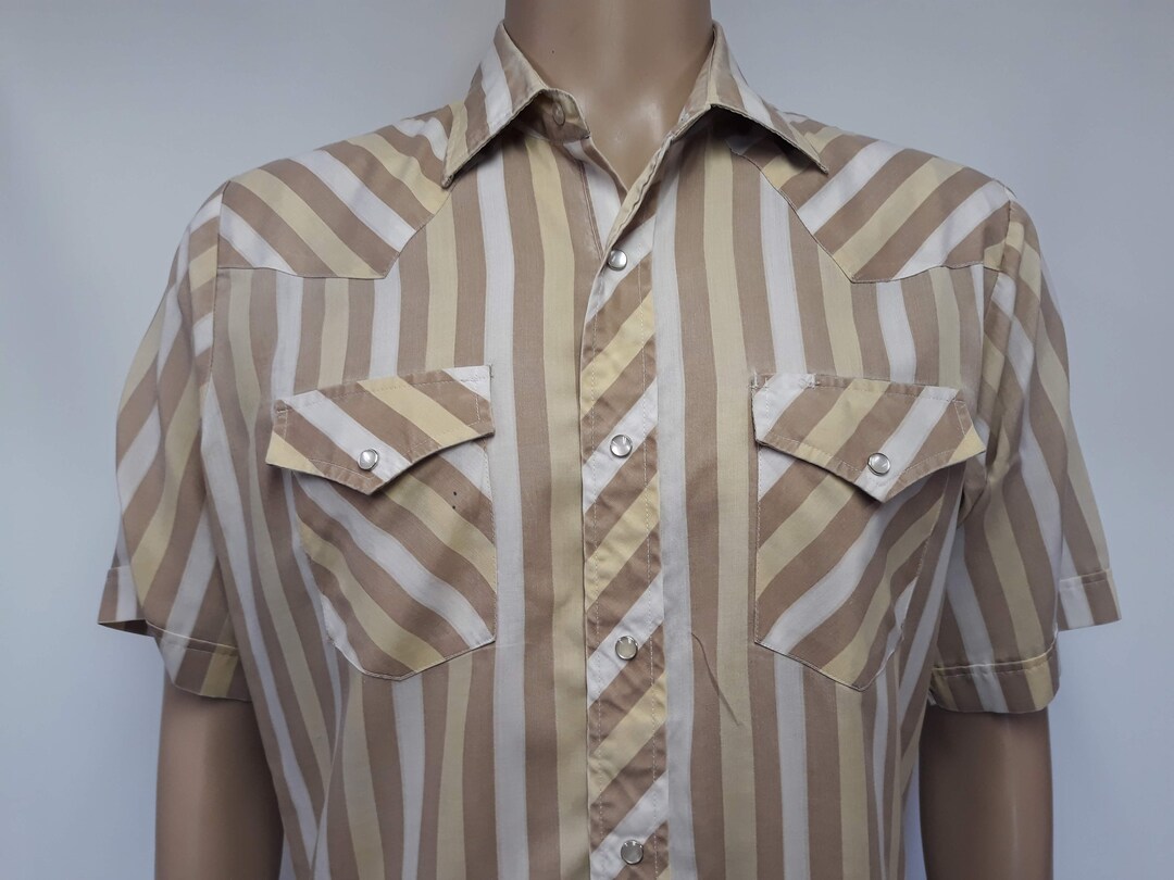 Corral West Men's Western Ranch Wear Stripes Shirt Short Sleeve Size ...