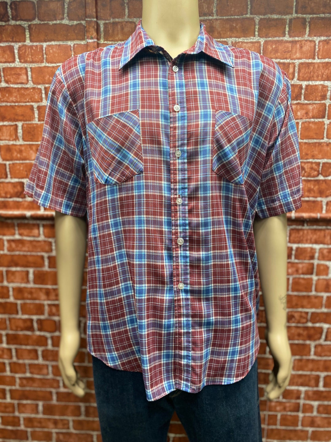Mervyn's Collections Men's Plaid Dress Shirt Short Sleeve Size Xlarge ...