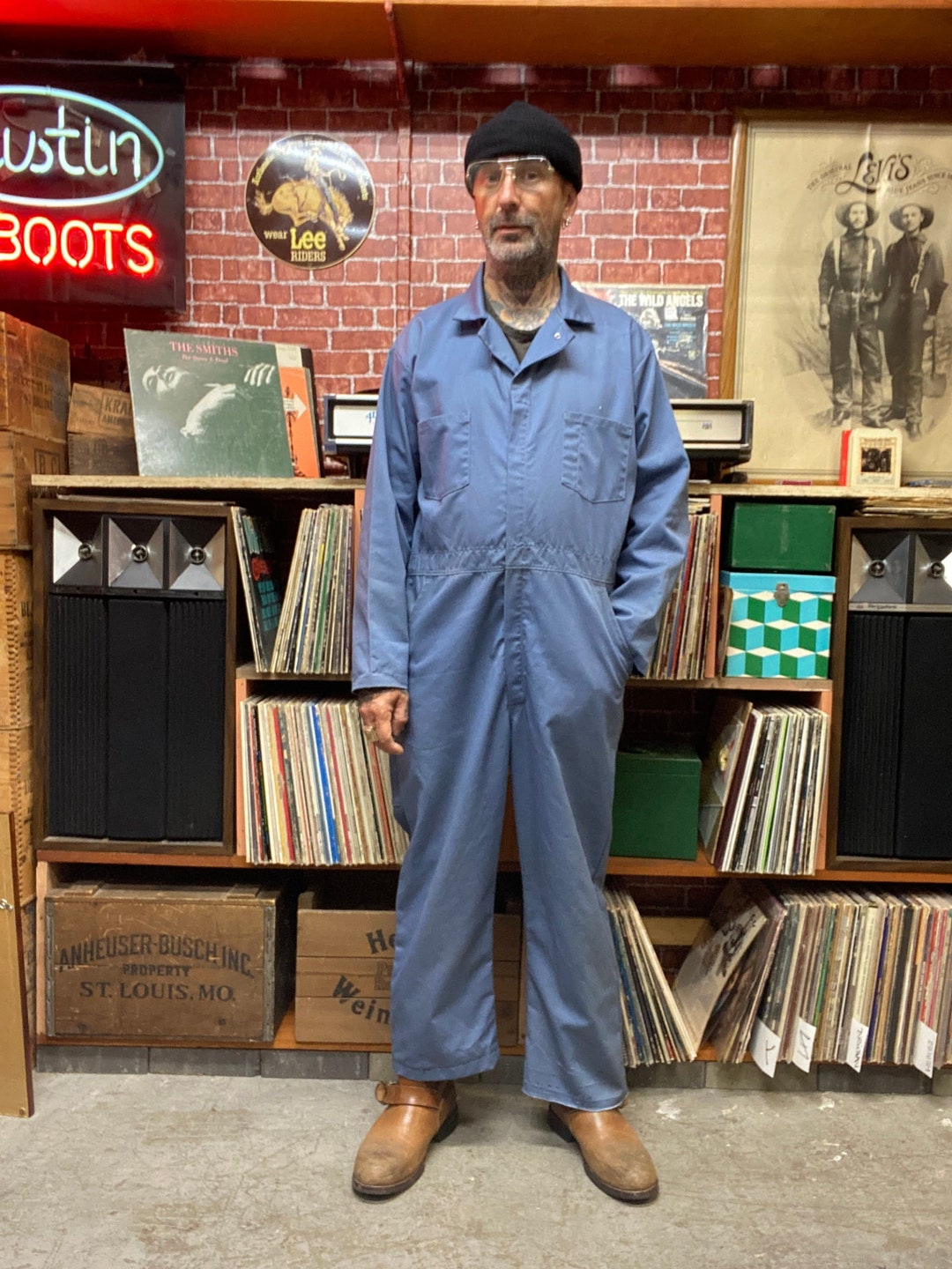 Engineered Work Garments Blue Utility Garage Mechanic Coveralls Long ...
