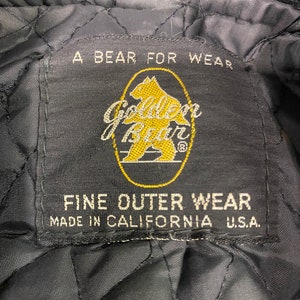 70's Golden Bear Motorcycle Rocker Biker Black Leather Jacket Size ...
