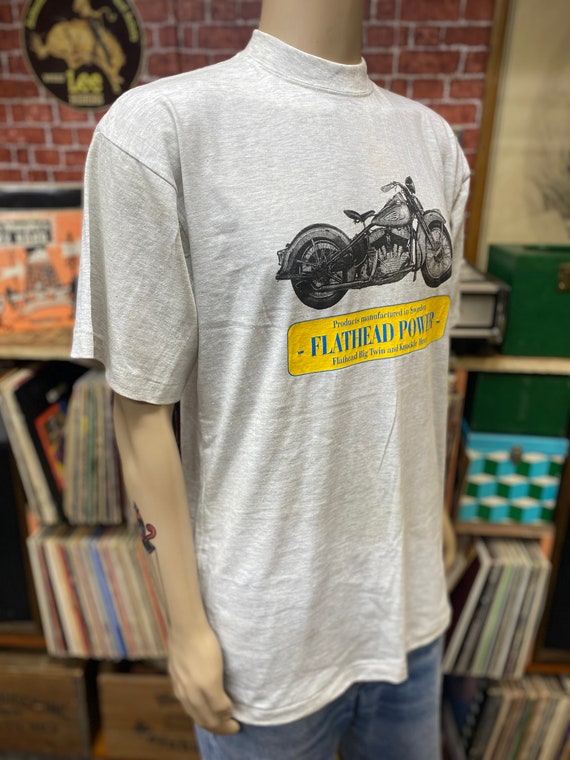 90's Flathead Power Harley Davidson Sweden Shop gray … - Gem