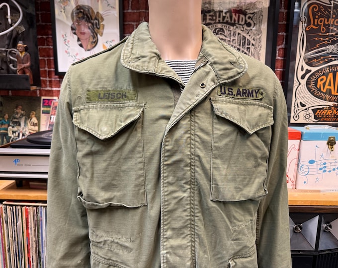 Vintage 80s Military Jacket, M-65 Field Stained Military USA Made Coat ...