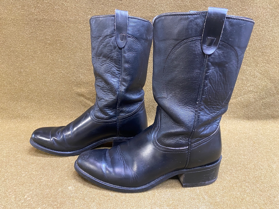 Texas Roper Men's Cowboy Western Black Leather Boots Style #8300 Size ...