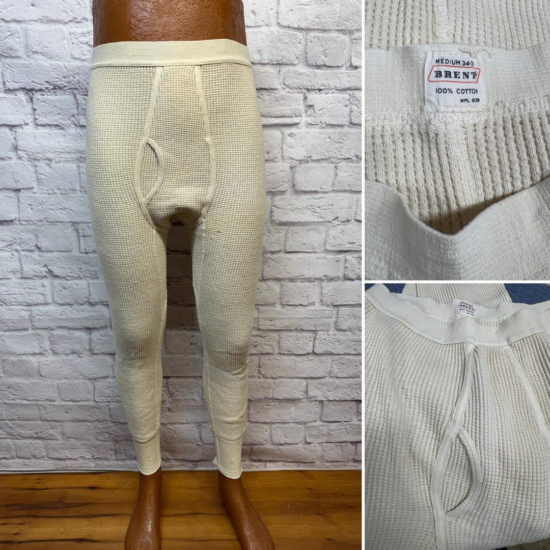80's Brent Vintage Thermal Waffle Drawers Underwear off White Pants ...