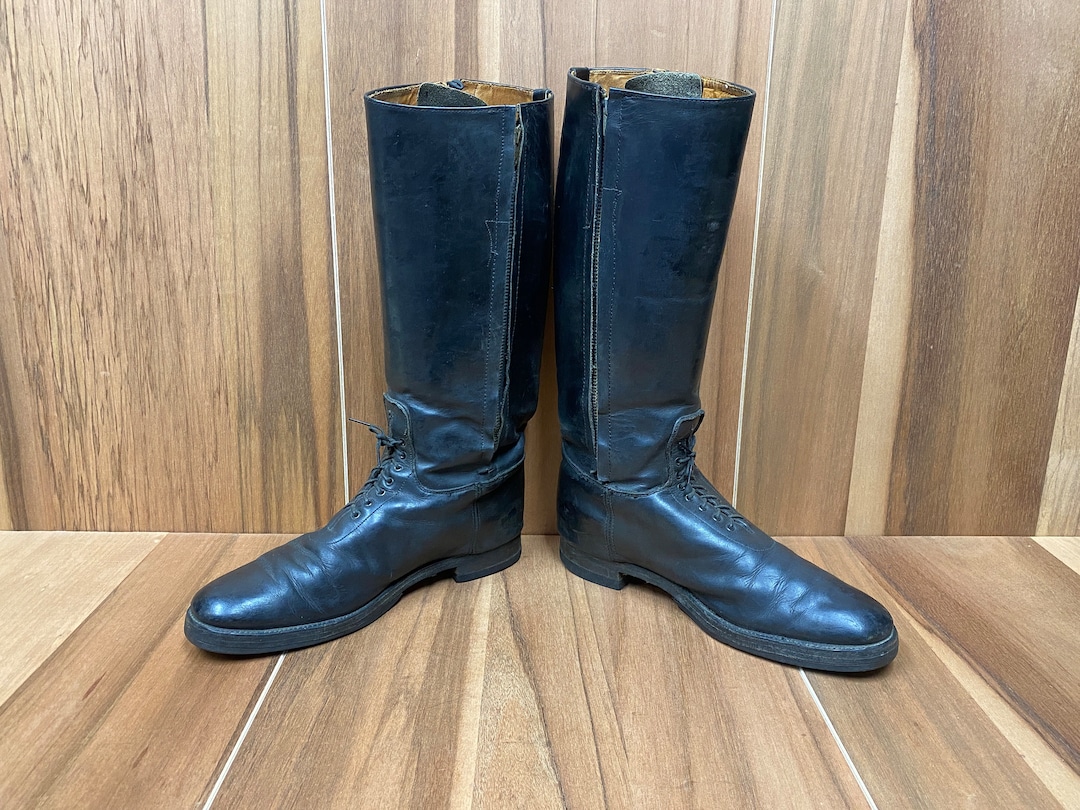 Vtg Motorcycle Riding Equestrian State Trooper Tall Leather Side Zip ...