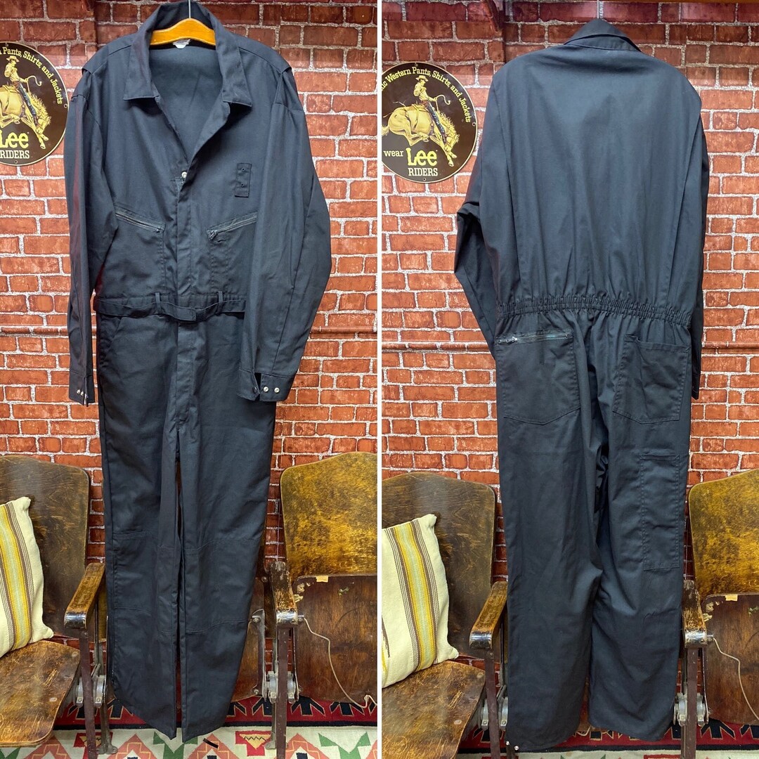 Black 100% Polyester Outfit Long Sleeve Coveralls Utility Garage ...