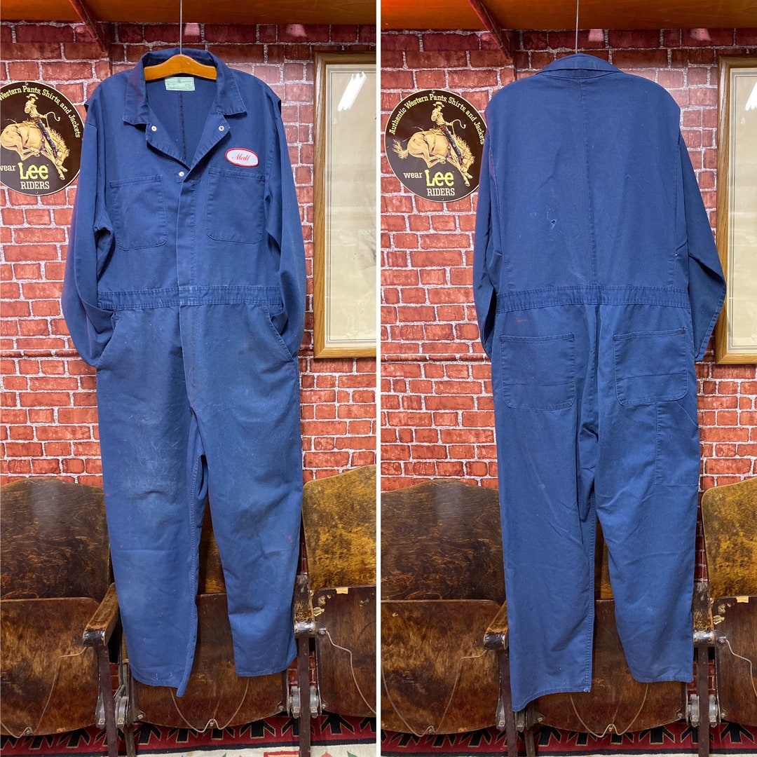 Blue Work Coveralls Outfit Long Sleeve Utility Garage Mechanic Farm ...