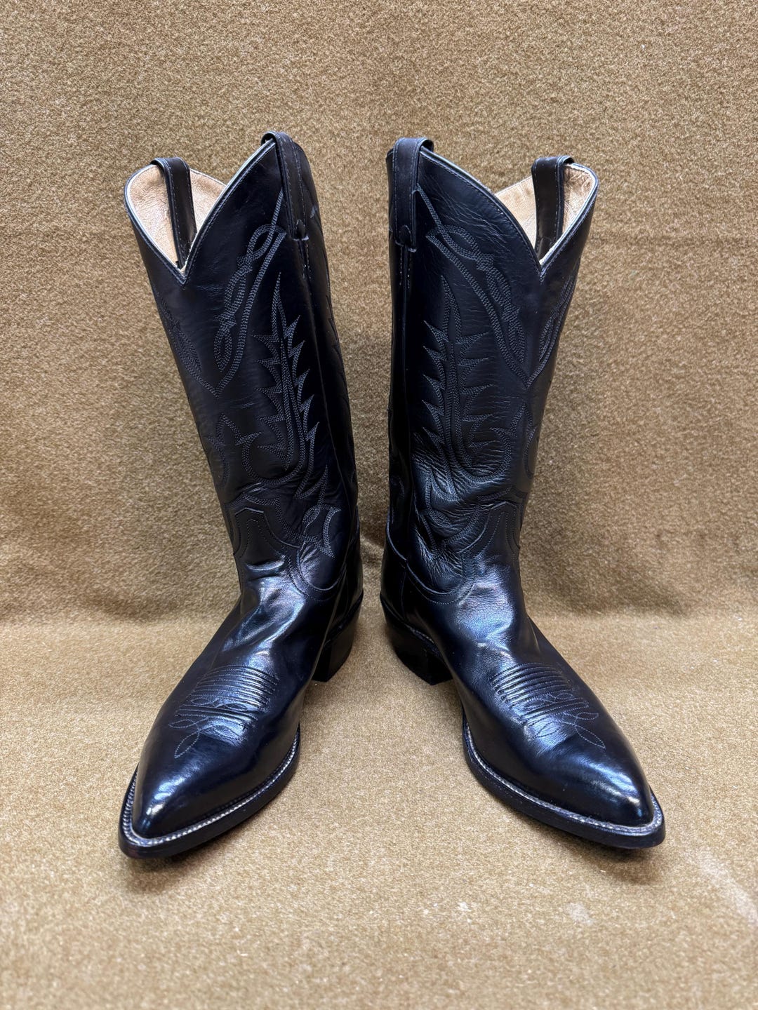 Tony Lama Cowboy Western Ranch Stitching Style #2995 Black Leather ...