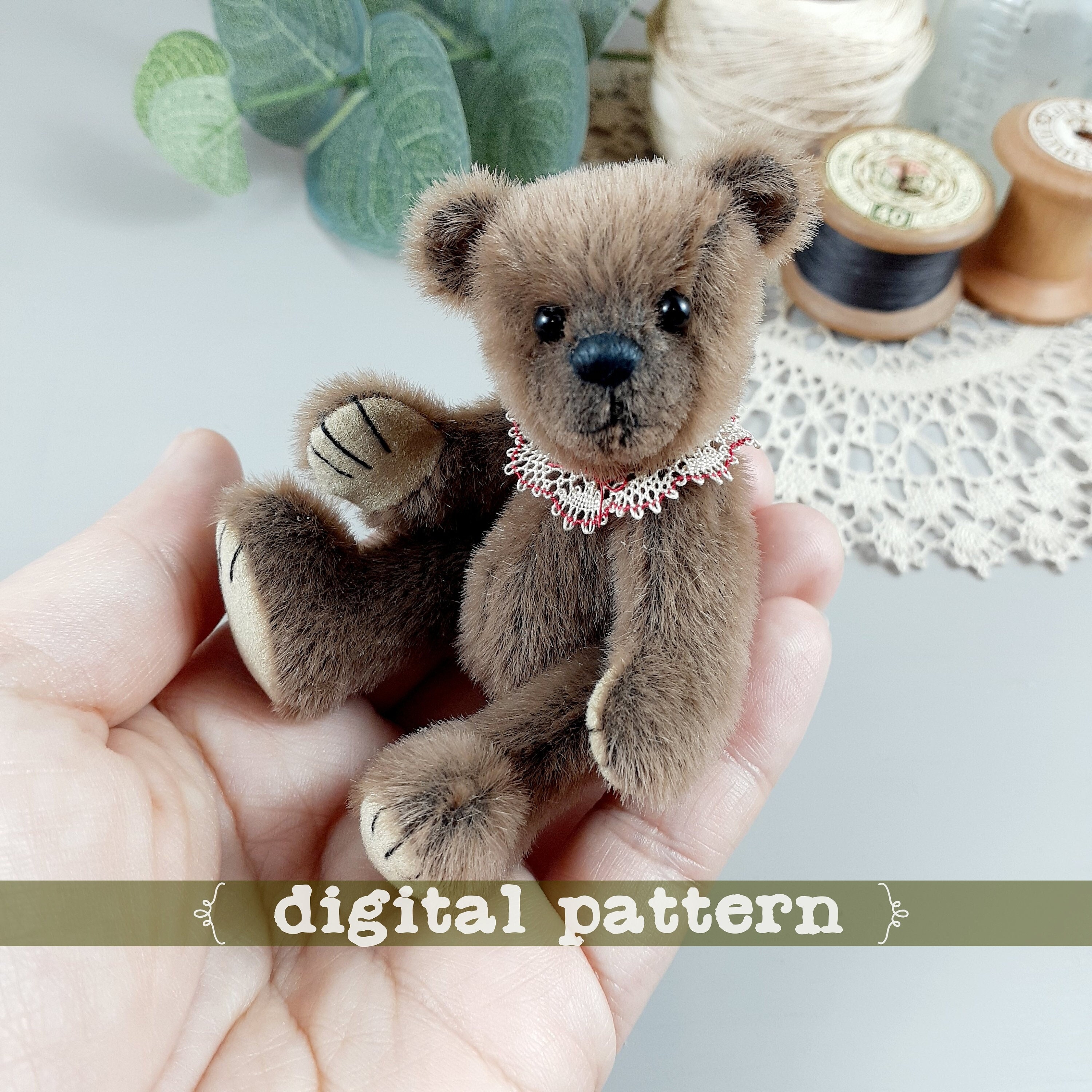 Frederick PDF Sewing Pattern, Miniature Teddy Bear Pattern, 8.5cm - Etsy
