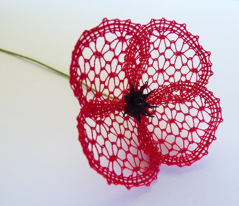 Little Poppy a bobbin lace PDF pattern. Instant download. 3D | Etsy